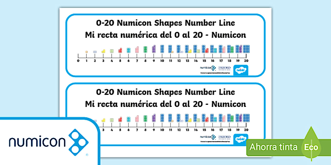 Numicon Shapes Number Line 0-20 English/Spanish - Twinkl